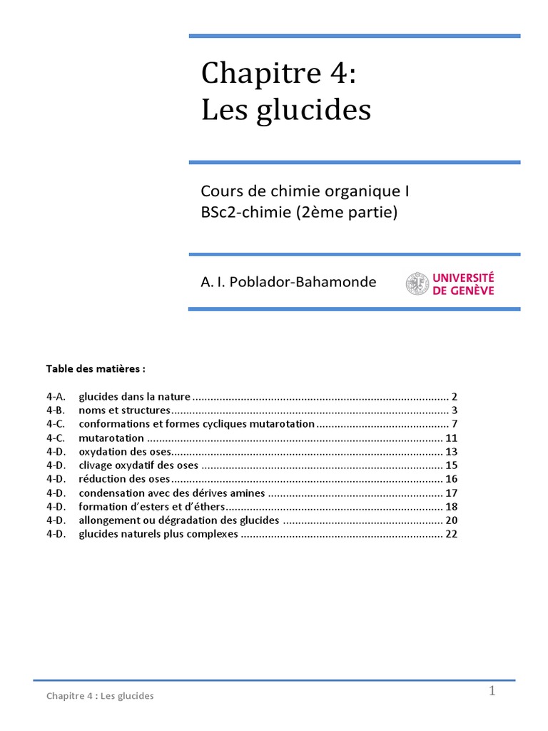 2023 Chapitre4 | PDF | Glucide | Glucose