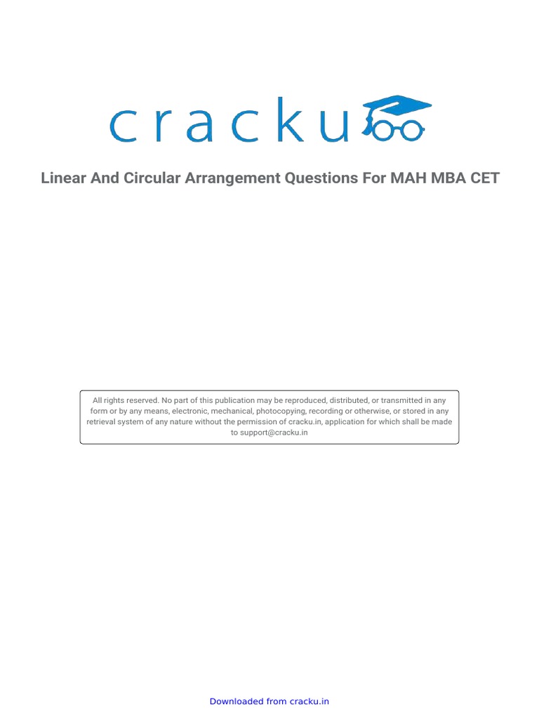 Linear and Circular Arrangement Questions For MAH MBA CET | PDF