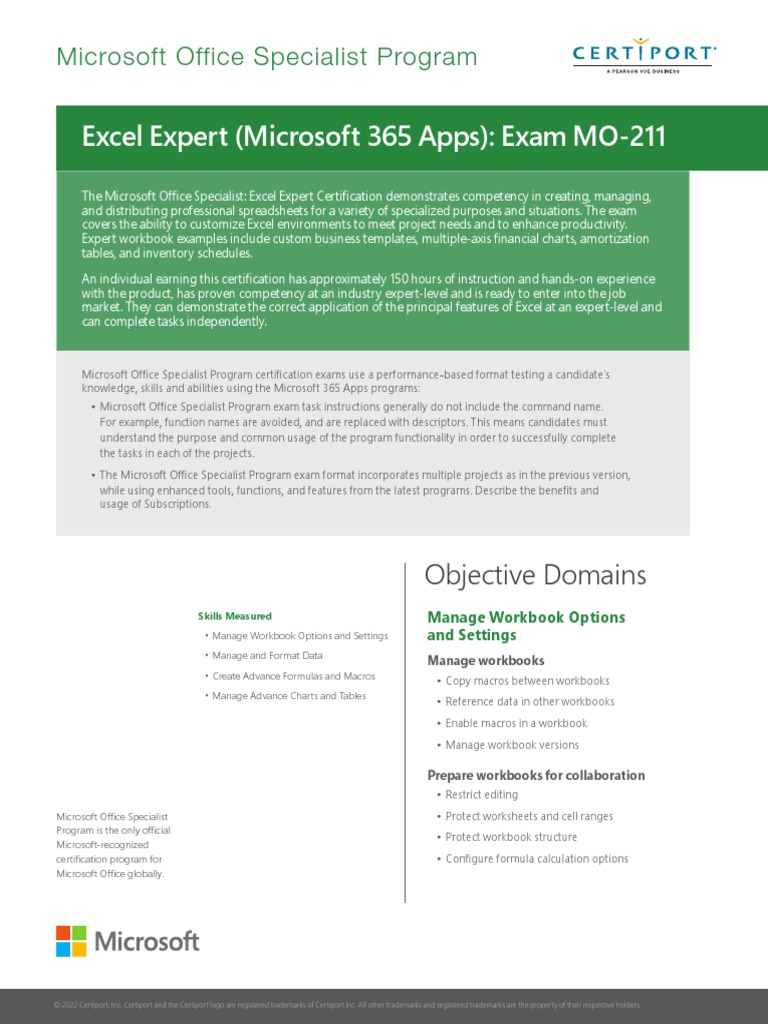 MOS 365 Excel Expert 2022 OD | PDF | Computers