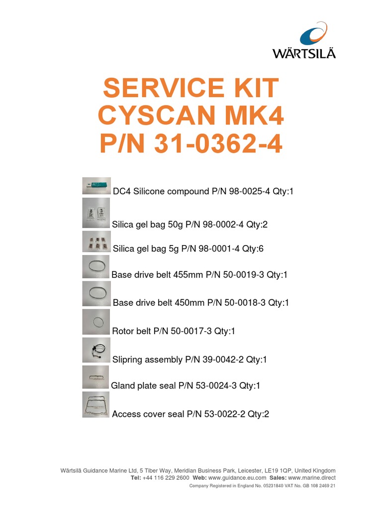 Cyscan MK4 Service Kit Components | PDF