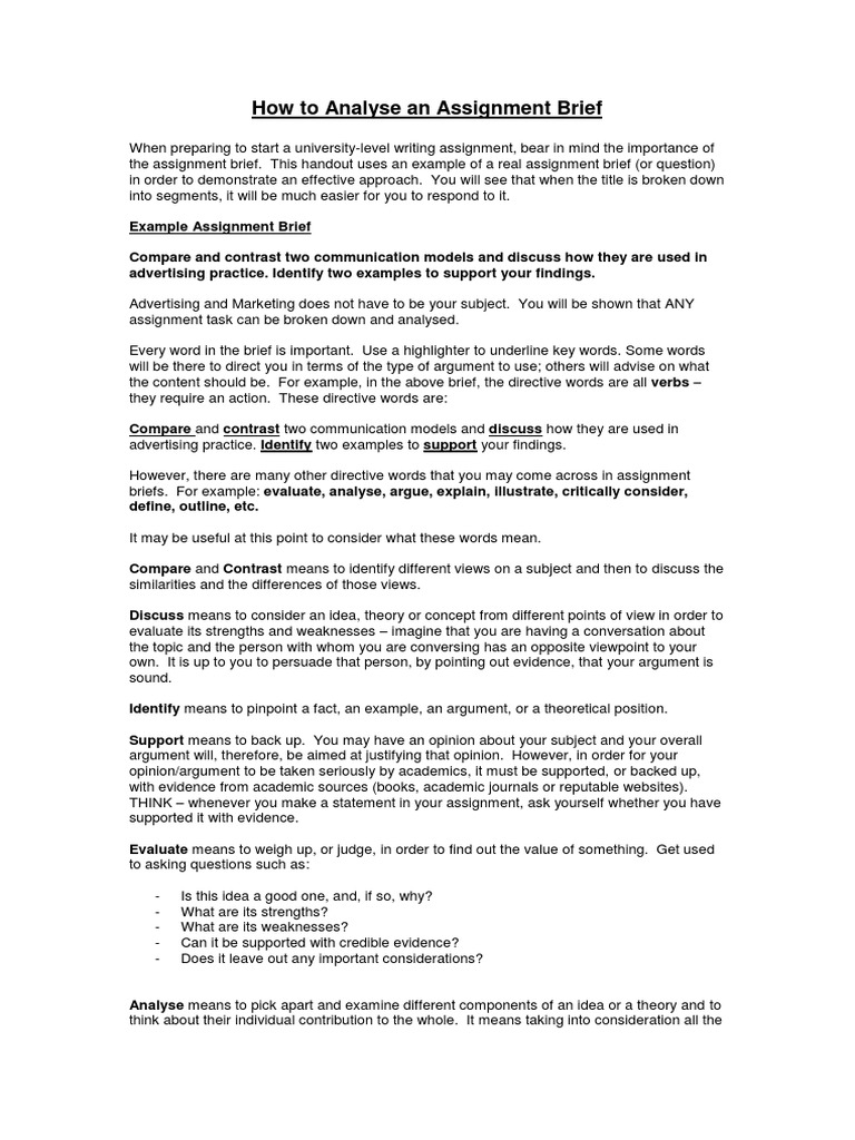 Analysing An Assignment Brief | PDF