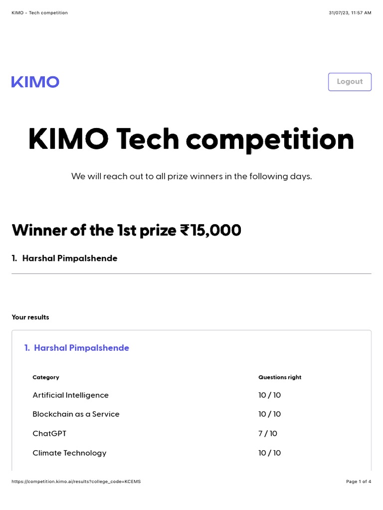 KIMO - Tech Competition | PDF | Business | Technology & Engineering