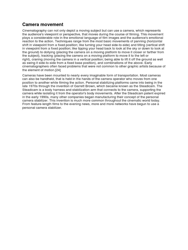 Camera Movement Pdf
