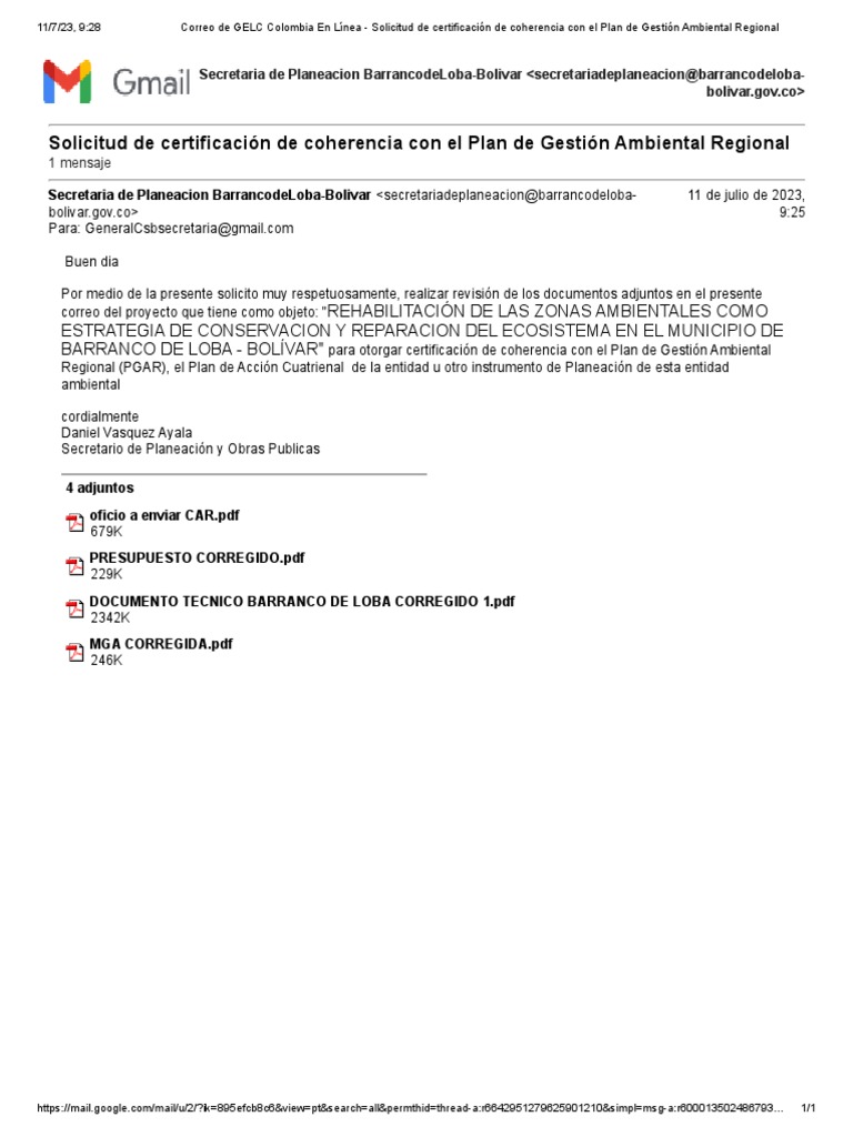 Evidencia Solicitud Certificacion CSB | PDF