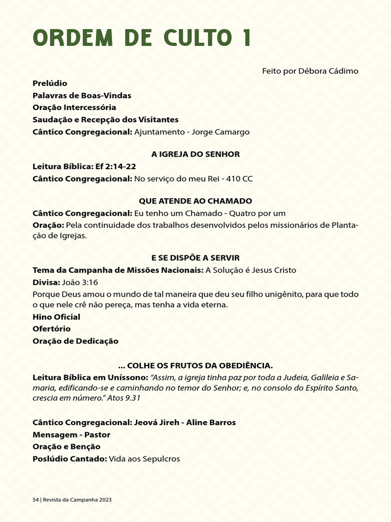 Ordem de Culto | PDF