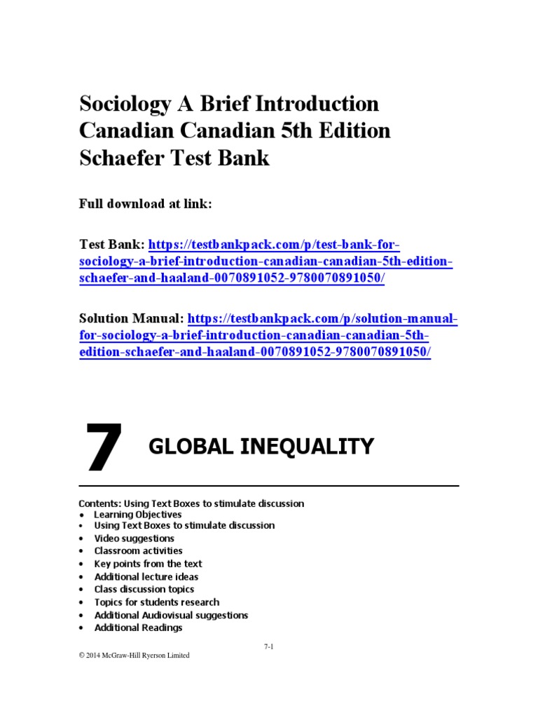 Sociology A Brief Introduction Canadian Canadian 5th Edition Schaefer ... Sociology A Brief Introduction Canadian Canadian 5th Edition Schaefer ...