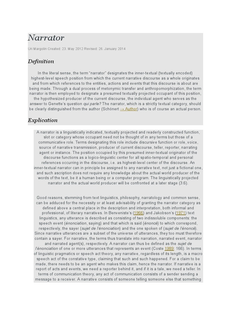 Narrator - Uri Margolin | PDF