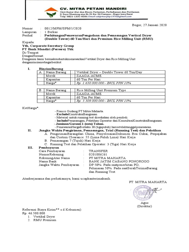 001 CV Mitra Tani Mandiri | PDF