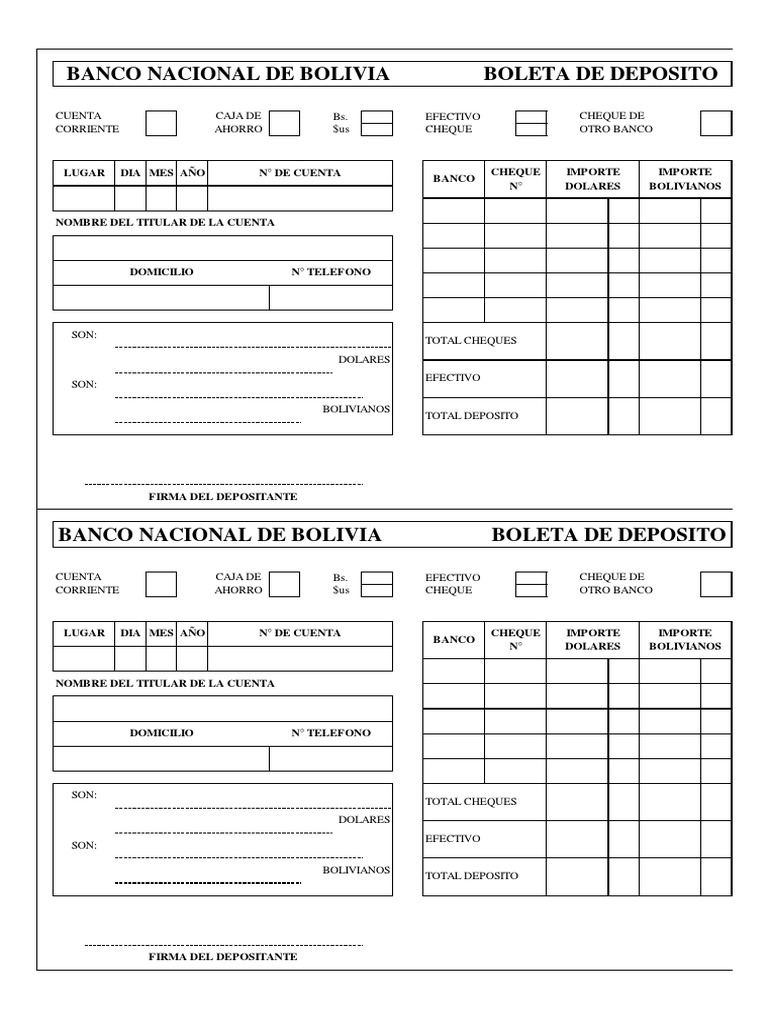 Boleta de Deposito para Imprimir | PDF