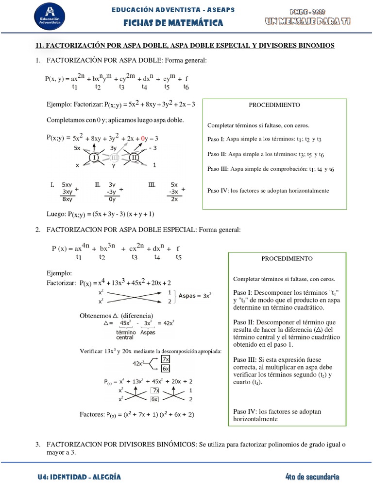 12 Fact Aspa Doble Doble Especial y Div Binom | PDF