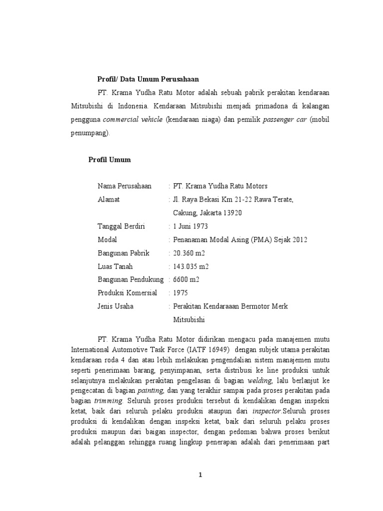 Sejarah PT KRM (Laporan) Update 2022 | PDF