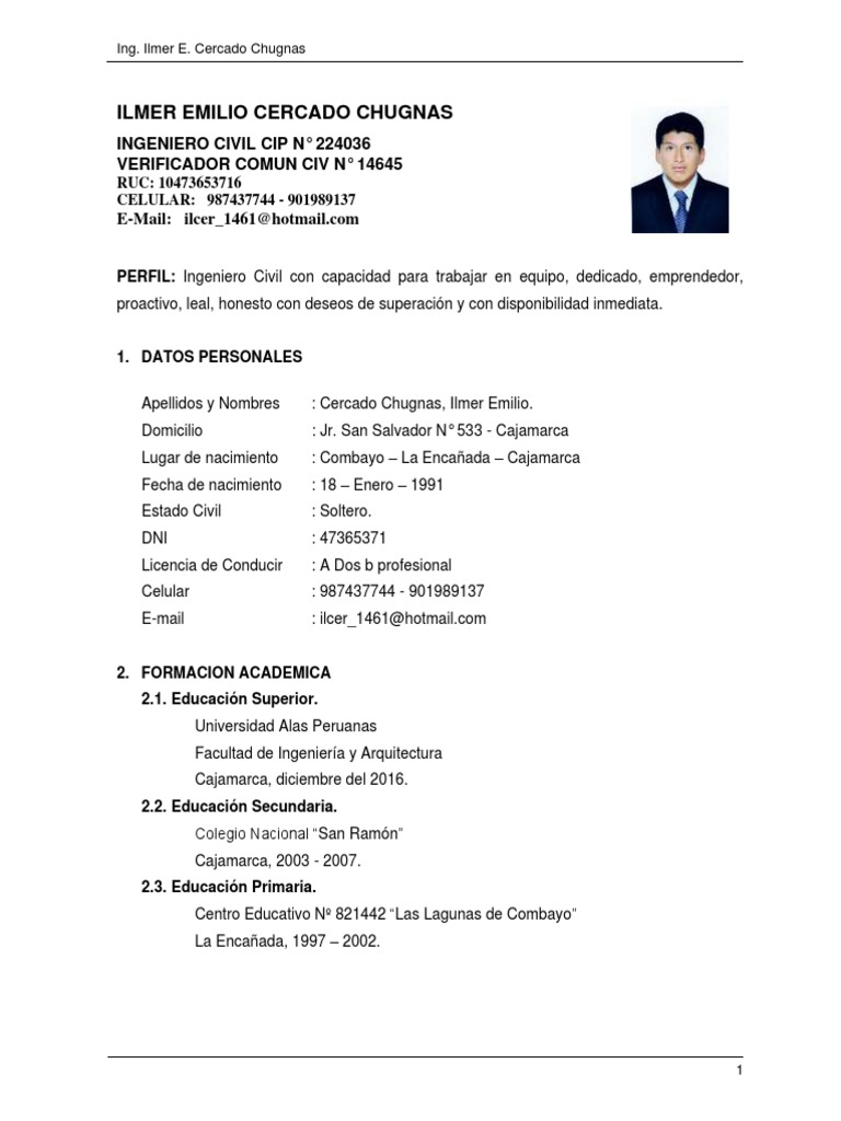 CV Ilmer Ing. Seguridad Completo | PDF