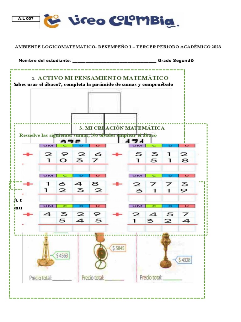 Guia 7 - Suma y Resta Con Abaco | PDF
