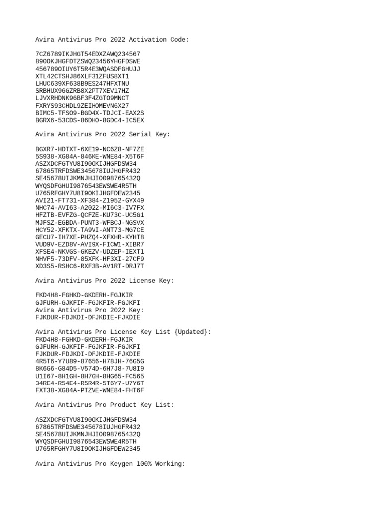 Avira Antivirus Pro 2022 Activation Code | PDF | Utility Software ...