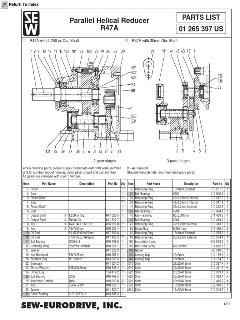 Sew-Eurodrive, Inc.: Parallel Helical Reducer R47A | PDF