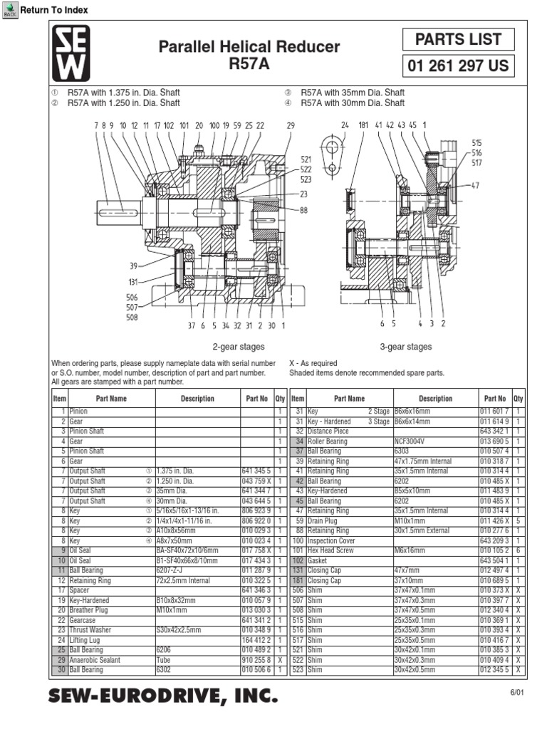 Sew-Eurodrive, Inc.: Parallel Helical Reducer R57A | PDF
