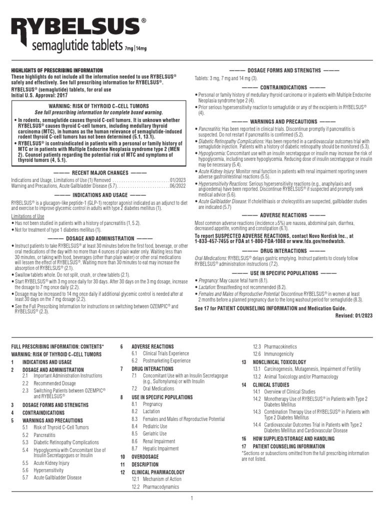 Rybelsus | PDF | Diabetes | Medical Specialties