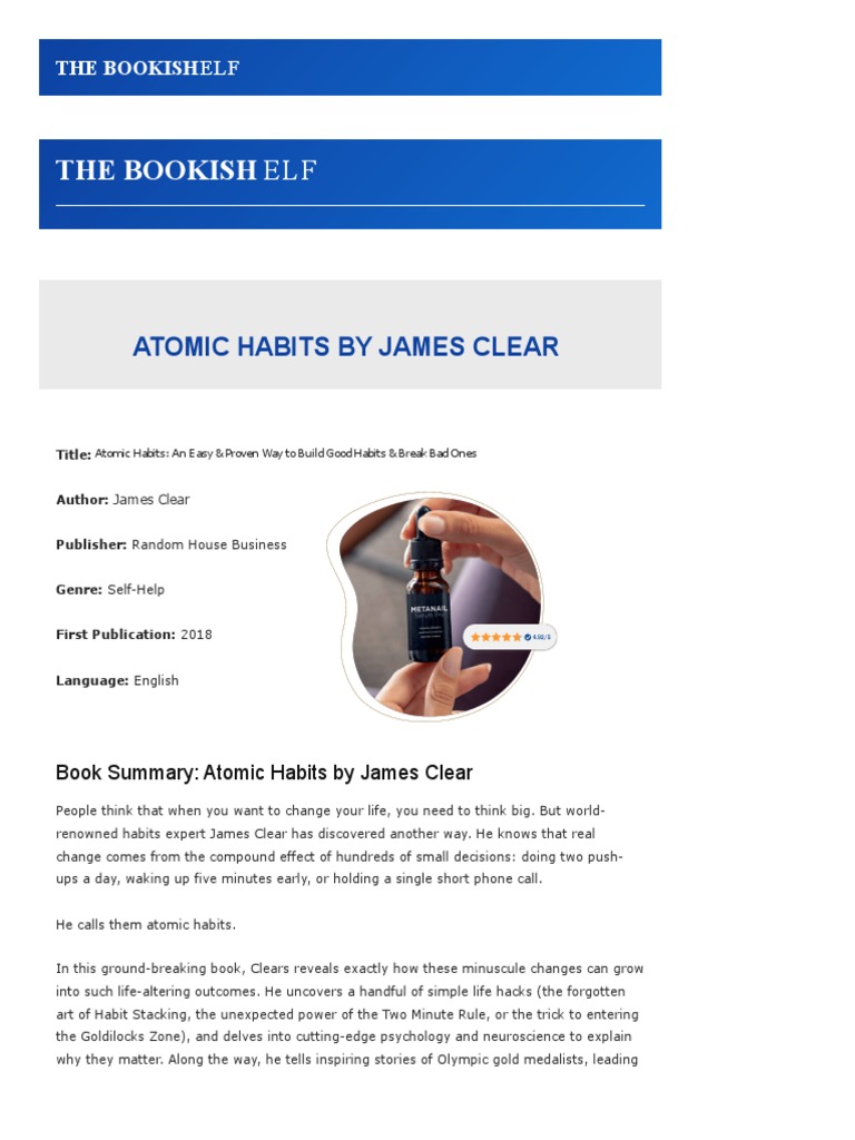 Atomic Habits by James Clear Review | PDF | Habits | Goal