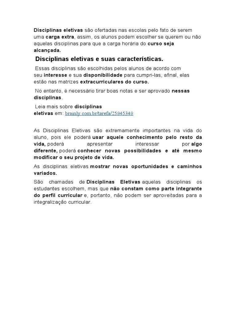 Disciplinas Eletivas | PDF