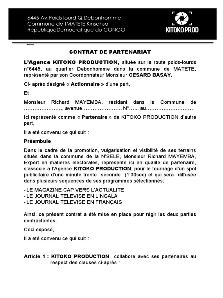 Contrat de Partenariat | PDF