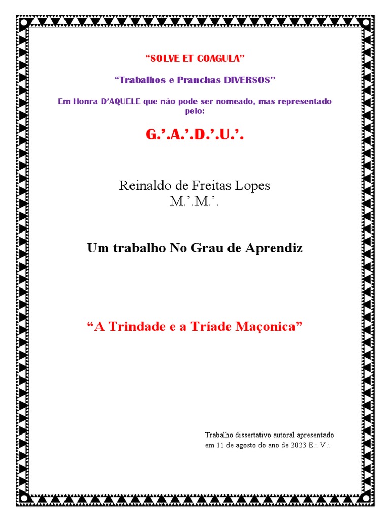 Trindade e Tríade Maçônica | PDF | Trindade | Deus