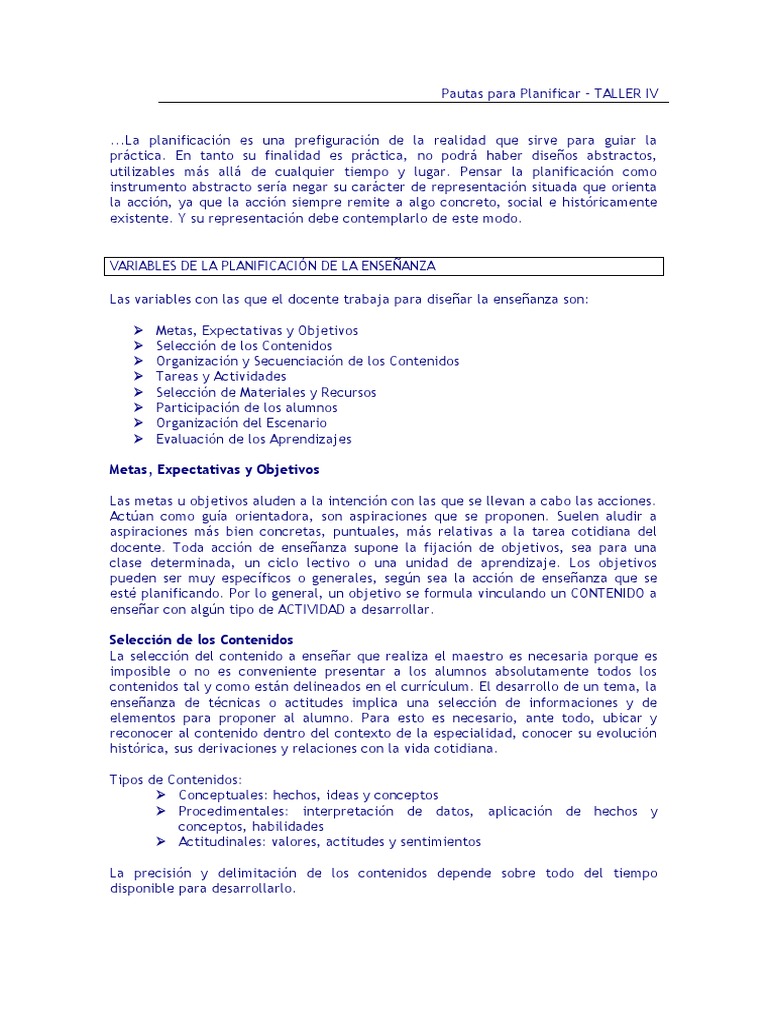 Pautas para Planificar | PDF Pautas para Planificar | PDF