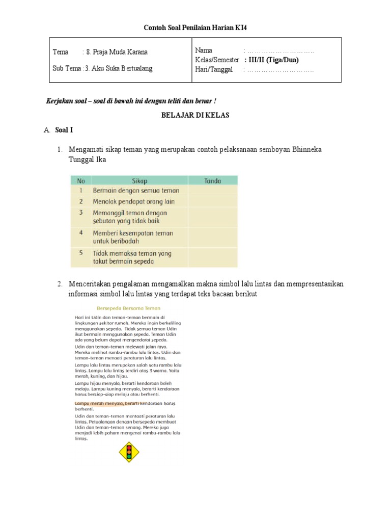 Soal Ki4 Kelas 3 Tema 8 Sub 3 Ok | PDF