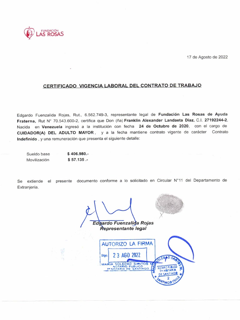 Certificado de Vigencia Laboral | PDF