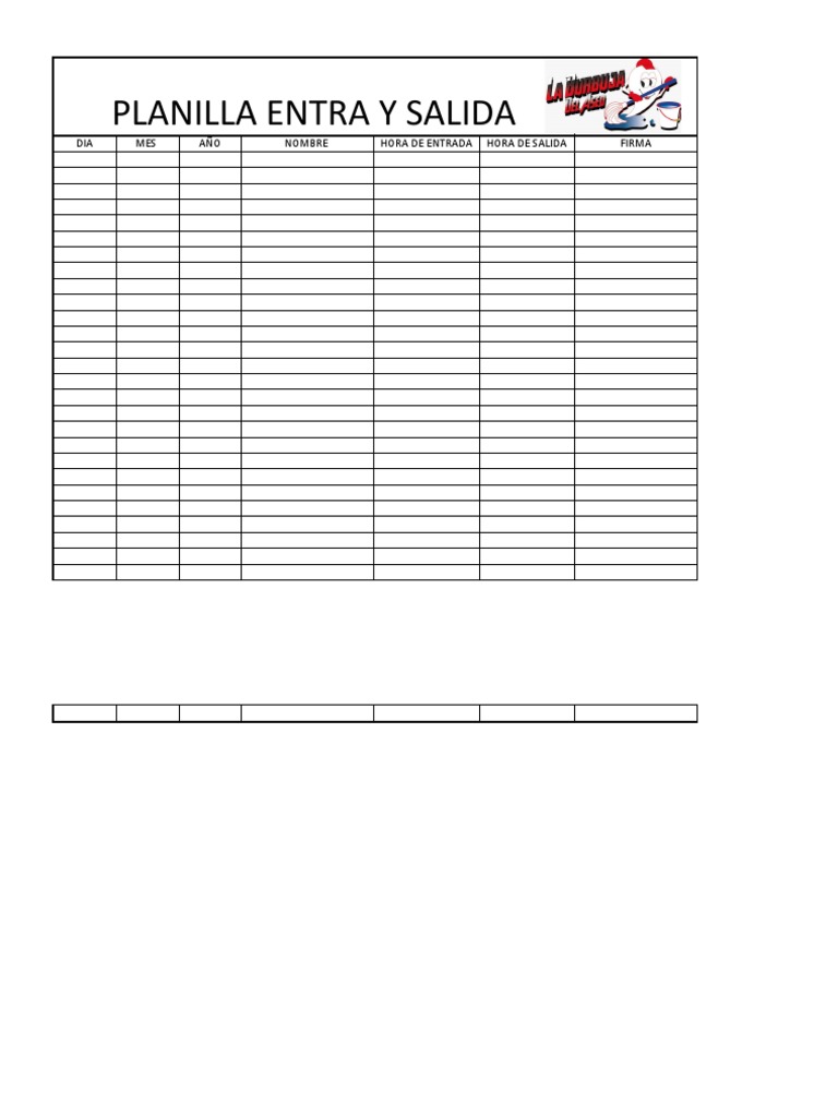 PLANILLA DE ENTRADA Y SALIDA | PDF