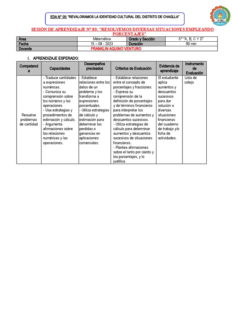 5°-Sesion 3 - Eda 5 | PDF