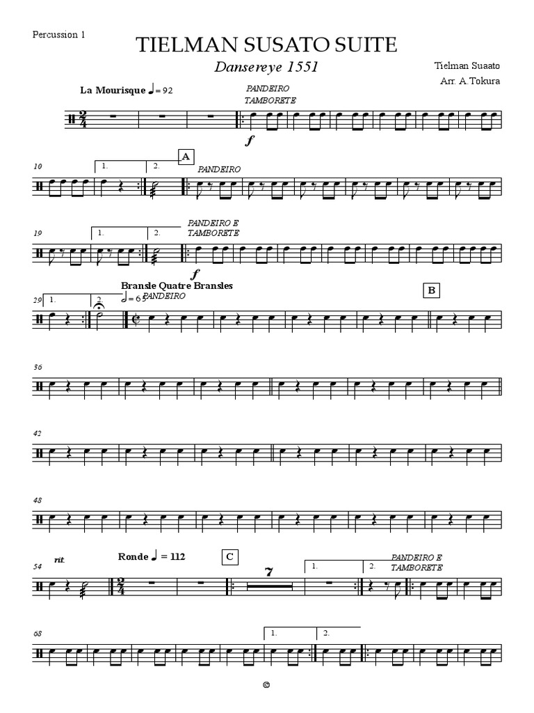 SUITE TIELMAN SUSATO - Percussion 1 | PDF