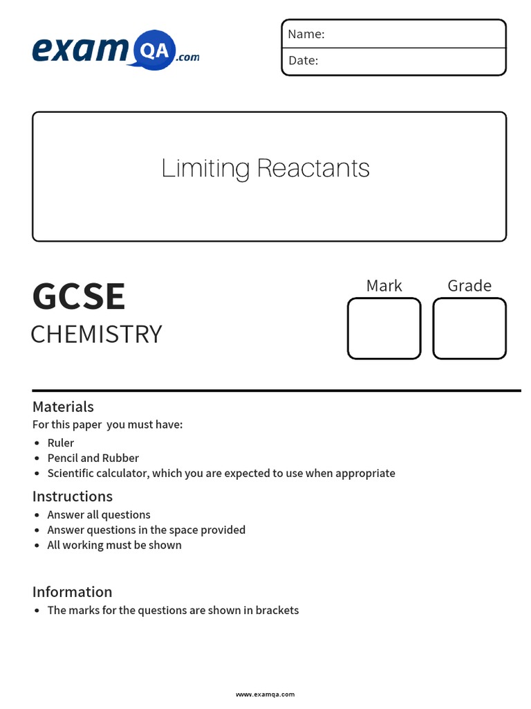 GCSE Chemistry Limiting Reactants Guide | PDF | Technology & Engineering