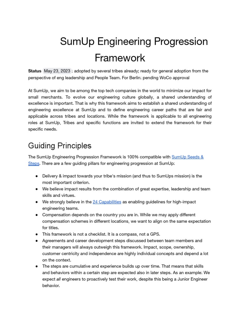 SumUp Engineering Progression Framework v2 | PDF