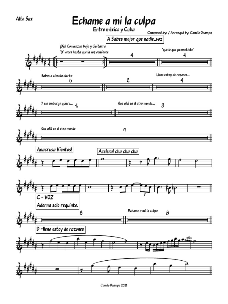 Echame A Mi La Culpa-Alto - Sax | PDF
