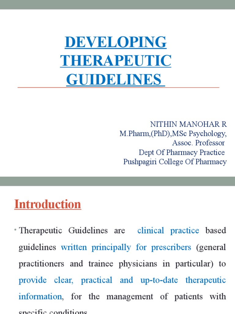 Developing Therapeutic Guidelines | PDF