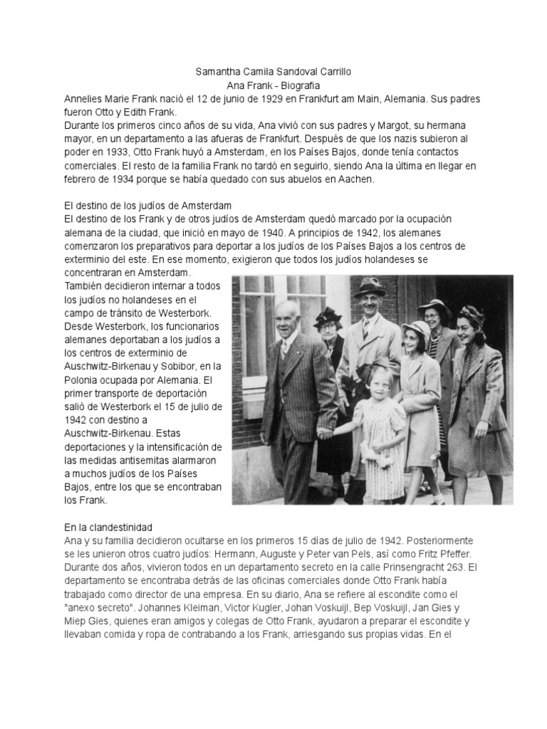 Biografía de Ana Frank: Vida y legado | PDF | Anne Frank | El Holocausto