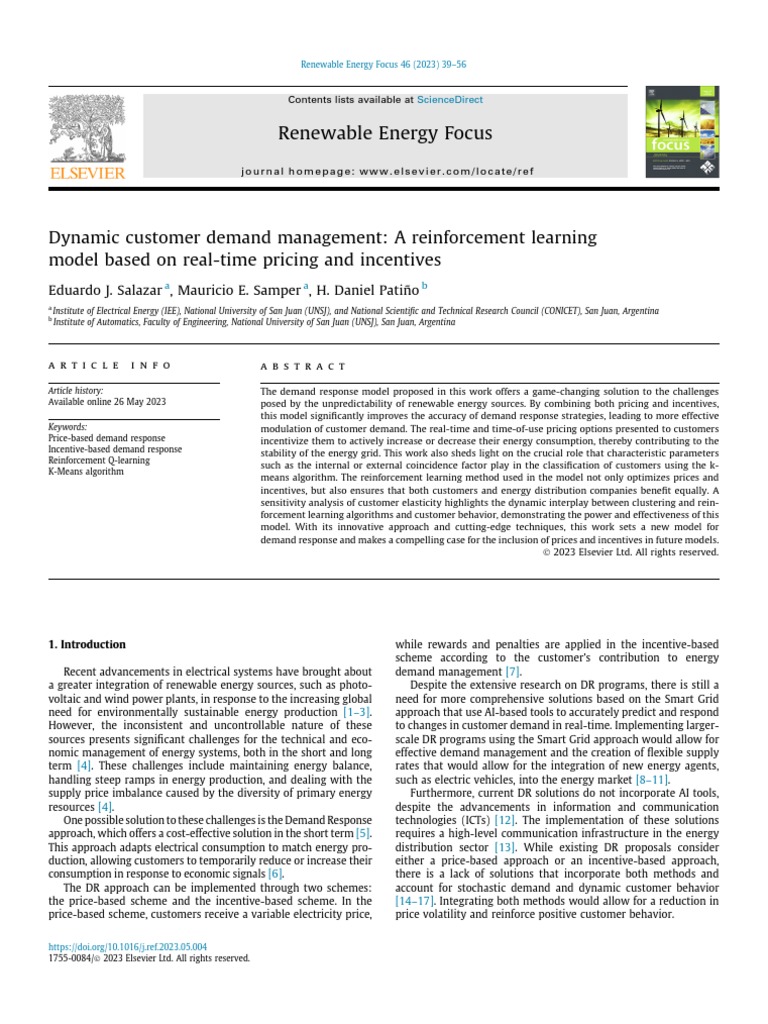 Dynamic Customer Demand Management. A Reinforcement Learning Model ... Dynamic Customer Demand Management. A Reinforcement Learning Model ...