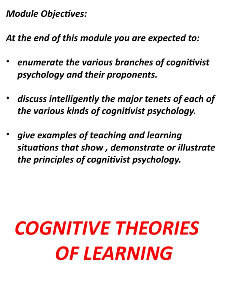 2 - Cognitive Theories of Learning | PDF | Learning | Psychology