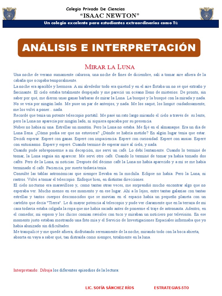 Análisis e Interpretación para Quinto Grado de Primaria tarea de estra ...
