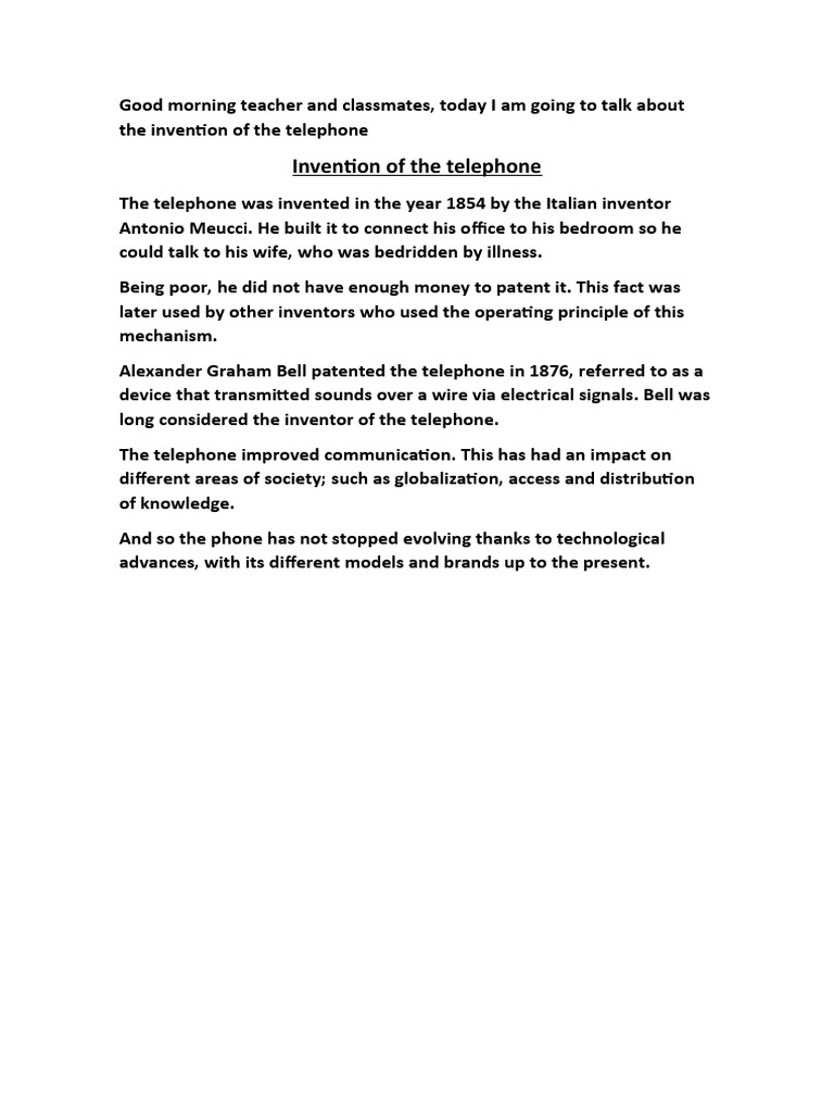 History of the Telephone Invention | PDF | Home & Garden | Art