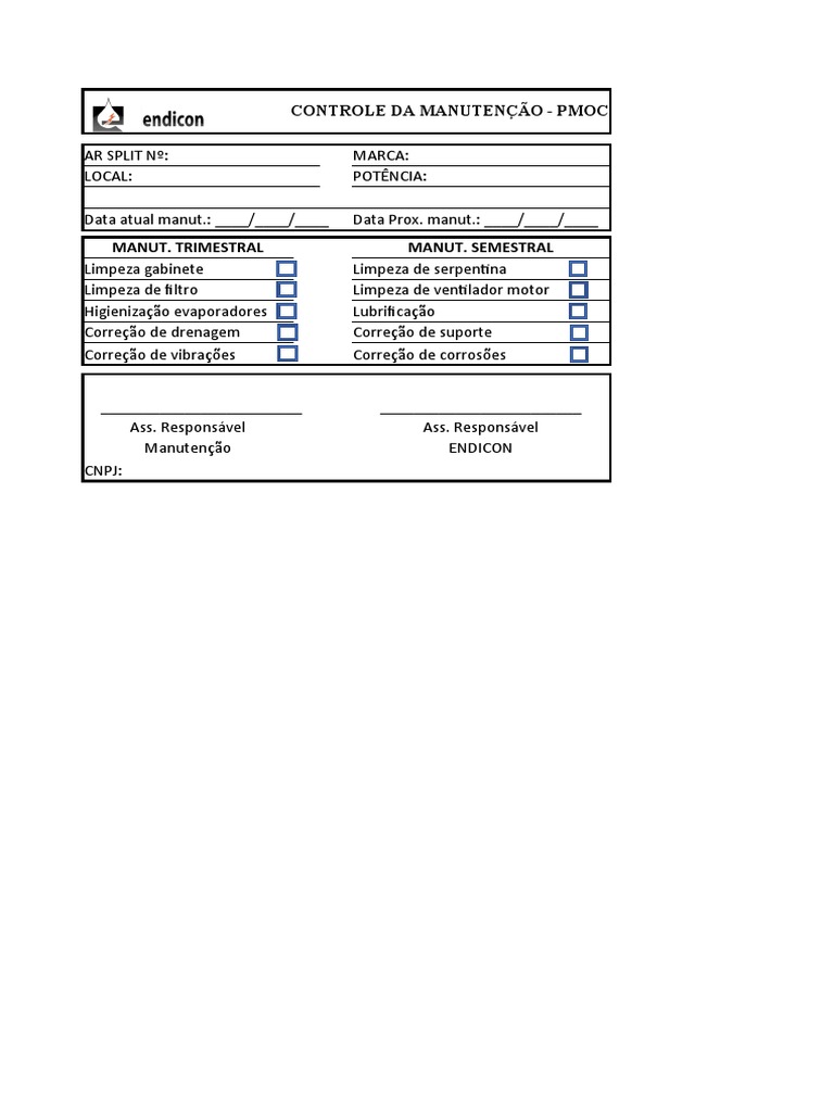 Etiqueta - Manutenção Ar Condicionados ENDICON | PDF