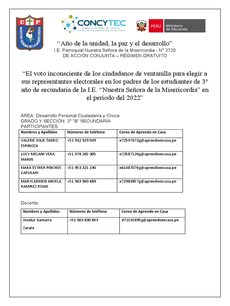 El Voto Inconciente de Las Peruanos en Las Elecciones, para Encoger A Su Líder Político 2.0.docx ...