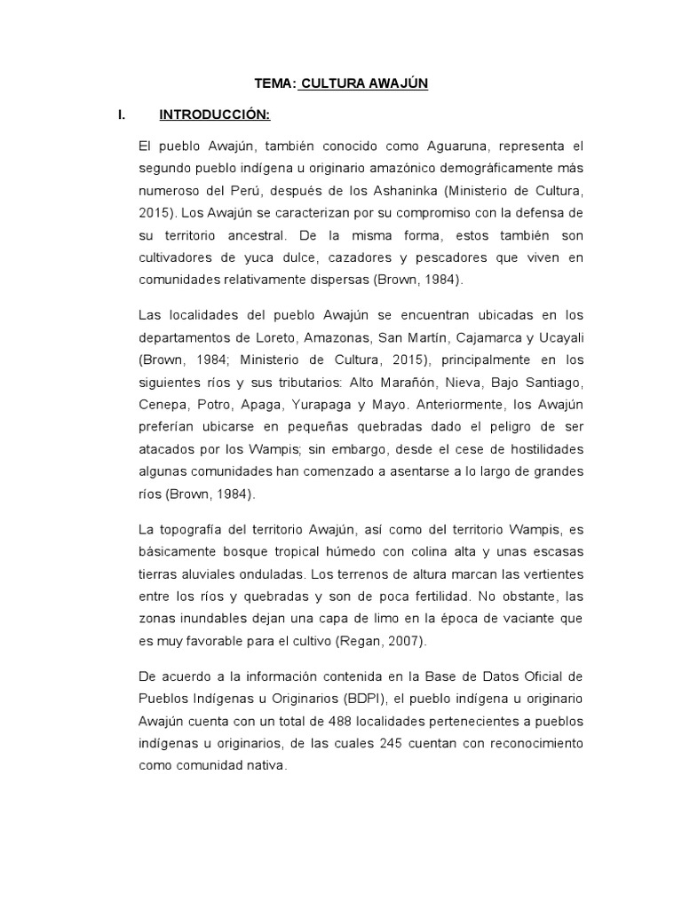 Cultura y Tradiciones del Pueblo Awajún | PDF