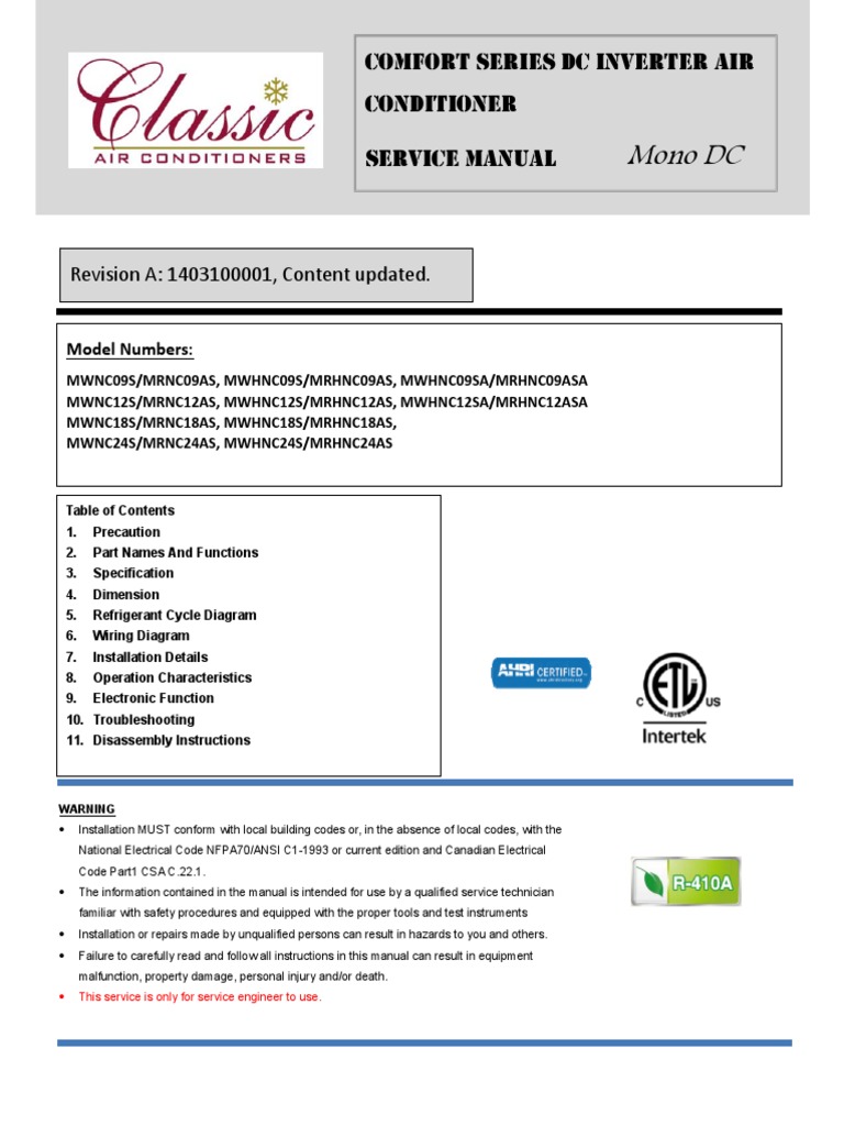 MWNC - MWHNC Service Manual | PDF