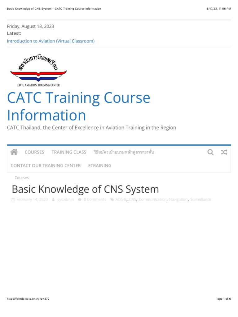 Basic Knowledge of CNS System - CATC Training Course Information | PDF