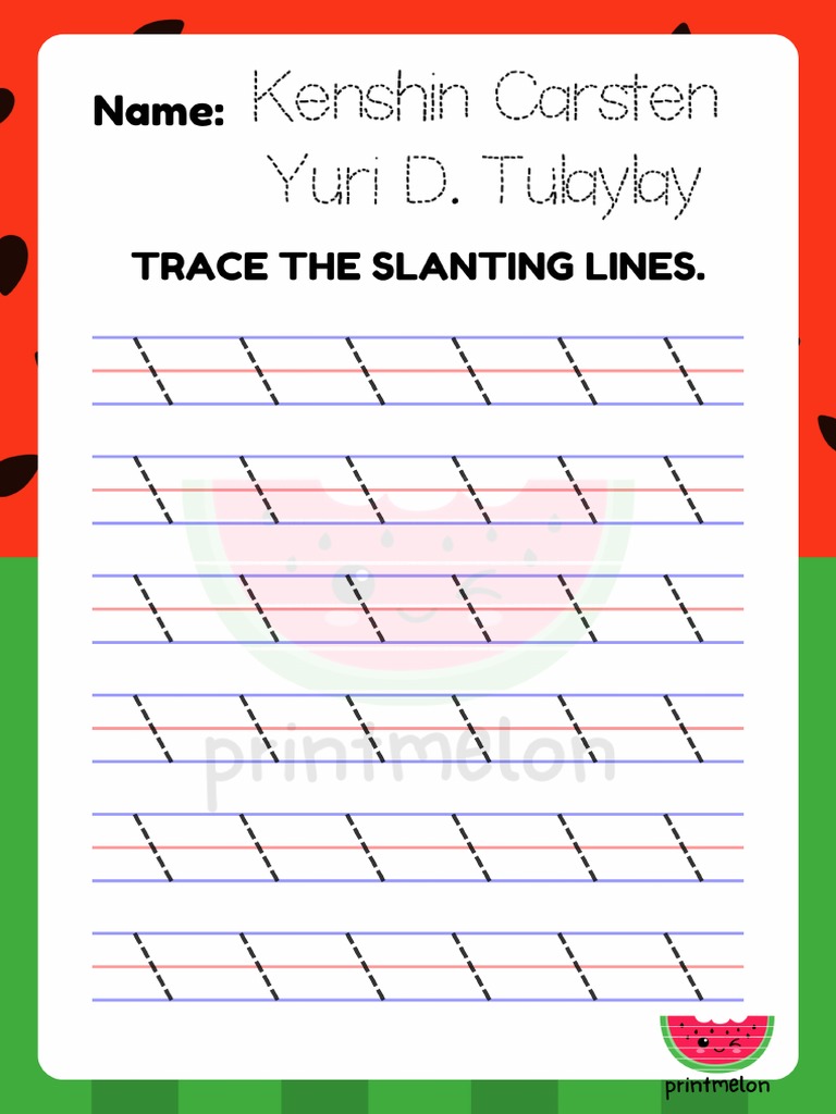 Personalized Tracing Lines Worksheet | PDF