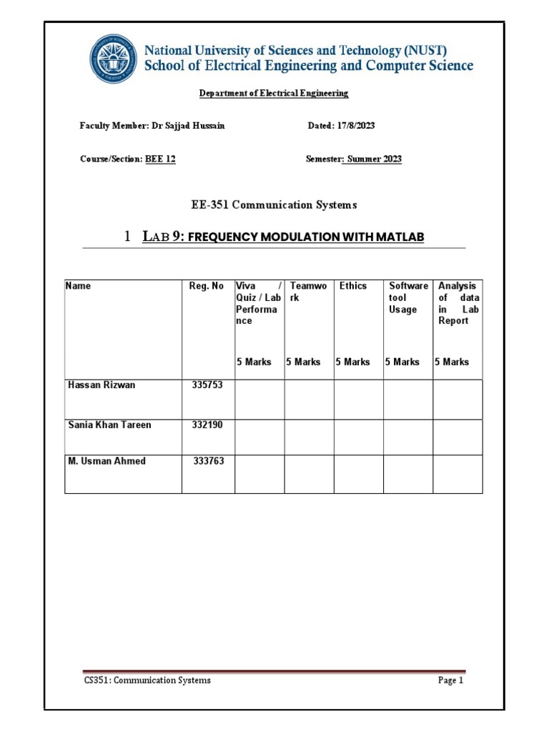 Lab 9 | Download Free PDF | Frequency Modulation | Modulation