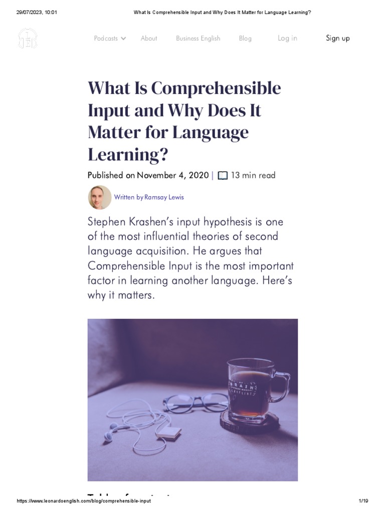 What Is Comprehensible Input and Why Does It Matter For Language Learning | PDF | Language ...