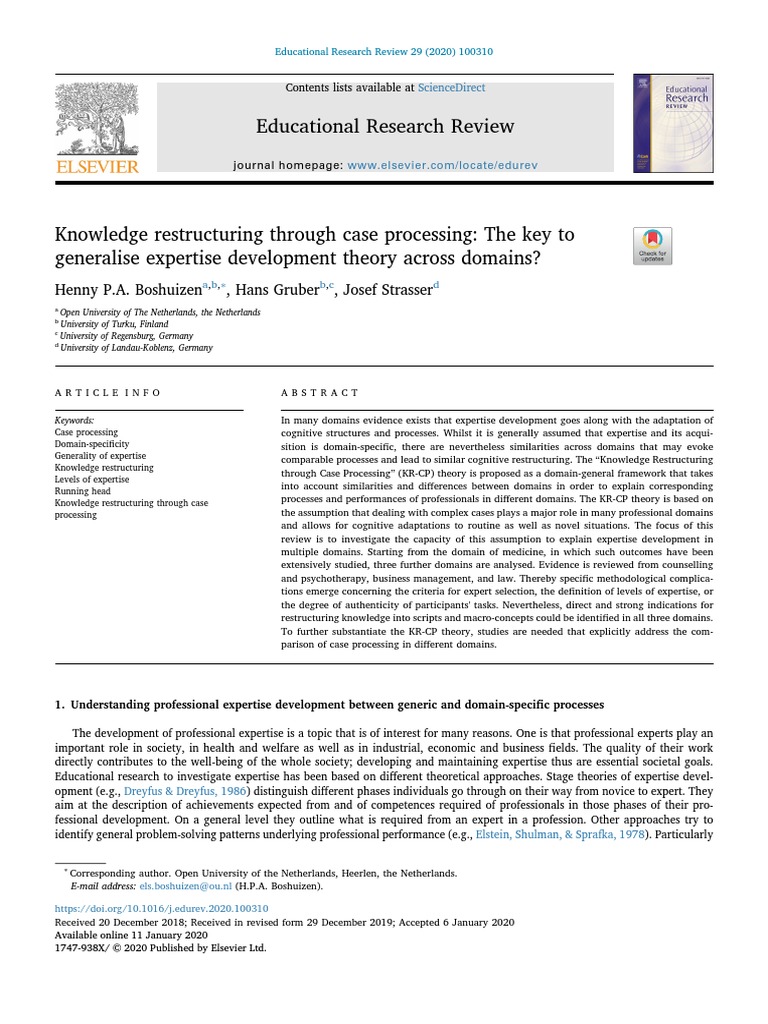 Knowledge Restructuring Through Case Processing The Key 2020 Educational R | PDF | Expert ...