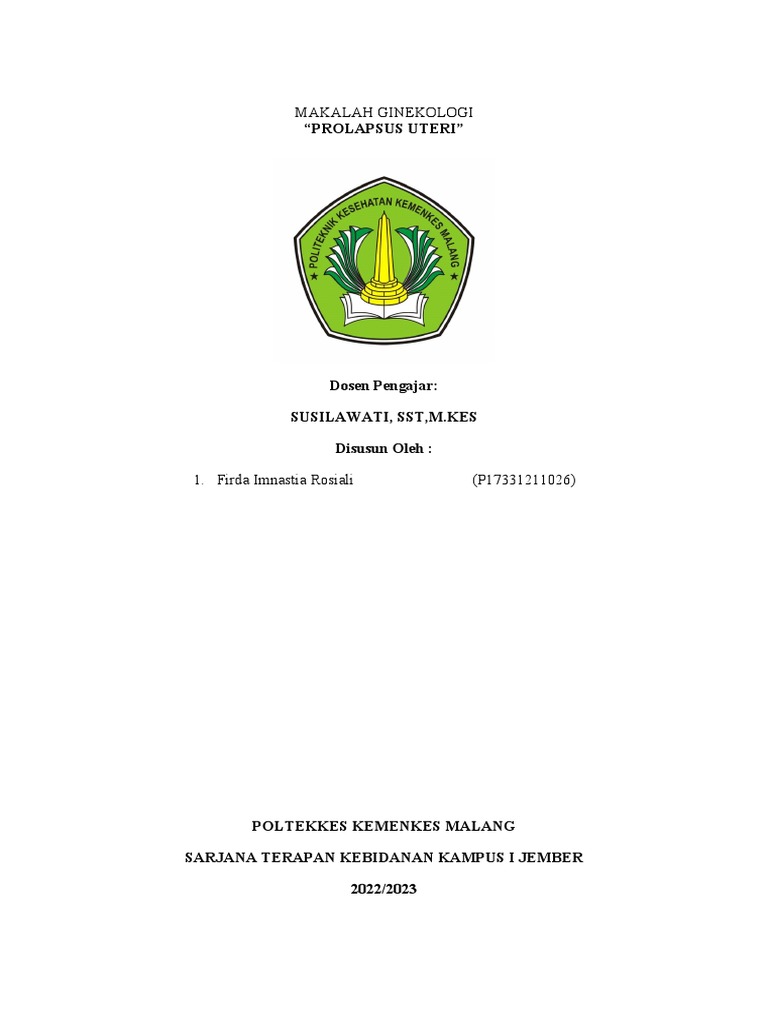 Prolapsus Uteri: Definisi dan Penanganan | PDF
